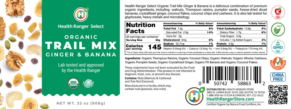 Mini Buckets Organic Trail Mix - Ginger & Banana 32 oz (908g) — Groovy Bee