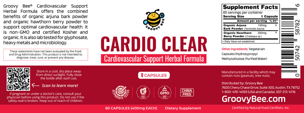 Cardio Clear - Cardiovascular Support Herbal Formula 60 caps (400mg ...